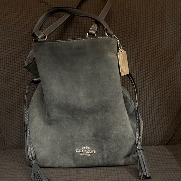 Coach | Bags | Coach Dark Gray Suede Backpack | Poshmark